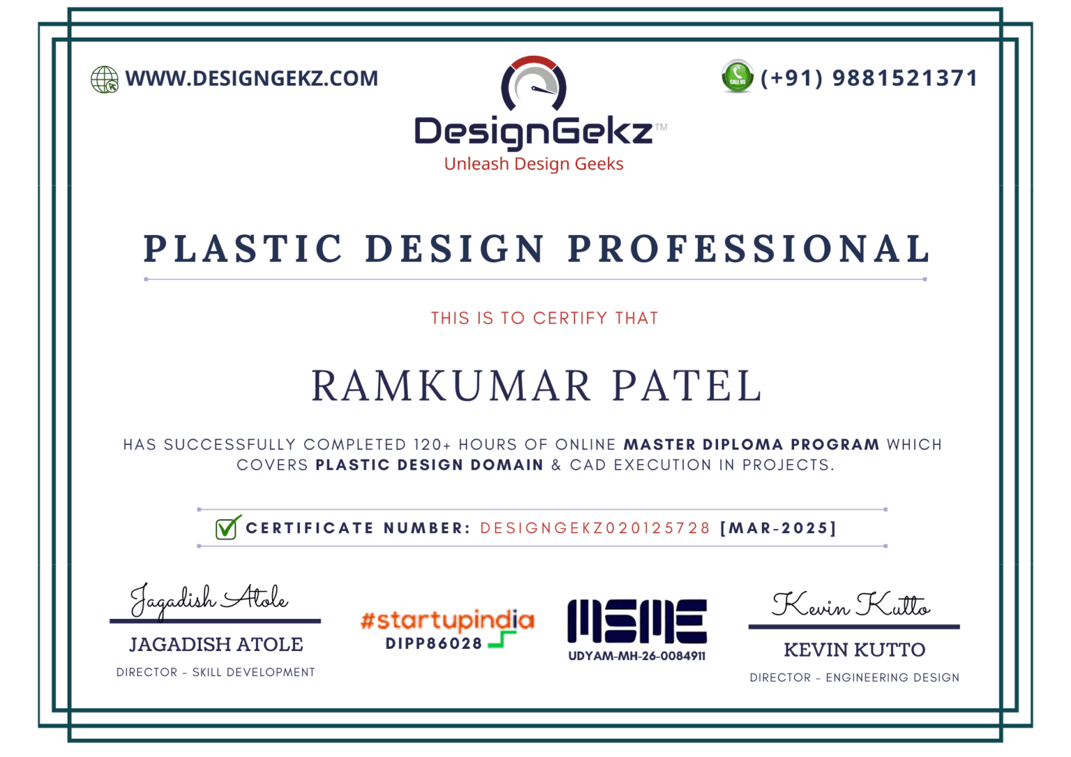 Diploma - Plastic Design Professional (PDP) - DesignGekz Leading ...